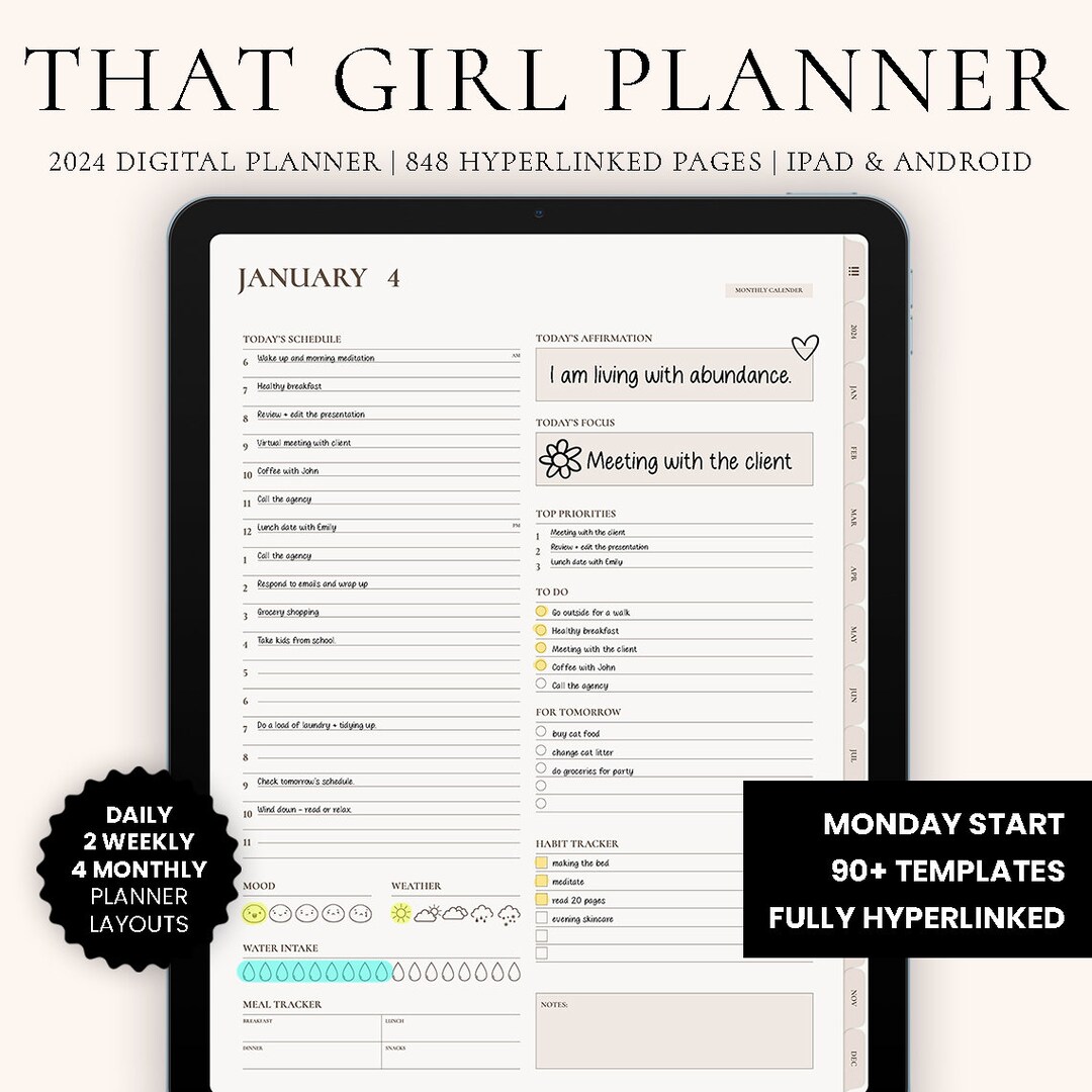 That Girl Planner 2024, Digital Planner, Goodnotes Planner, iPad ...