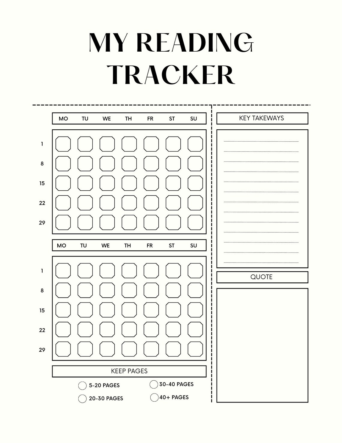 Reading Tracker Journal Pages - Etsy UK