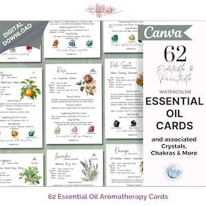 62 Essential Oil Cards Printable Aromatherapy Card Collection, Editable ...