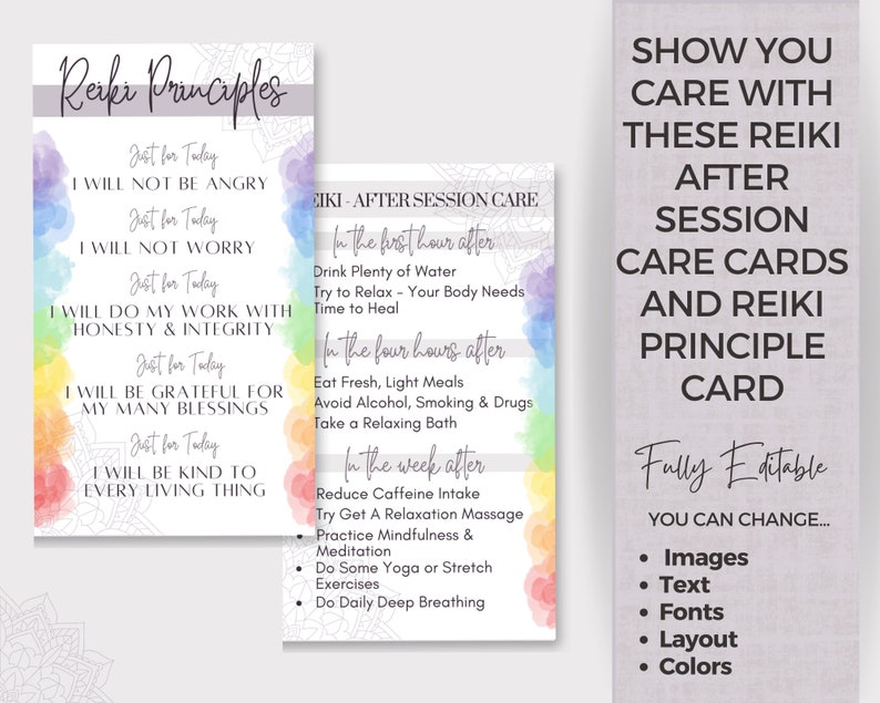Reiki Principles Card & Reiki Aftercare Card Just for Today - Etsy