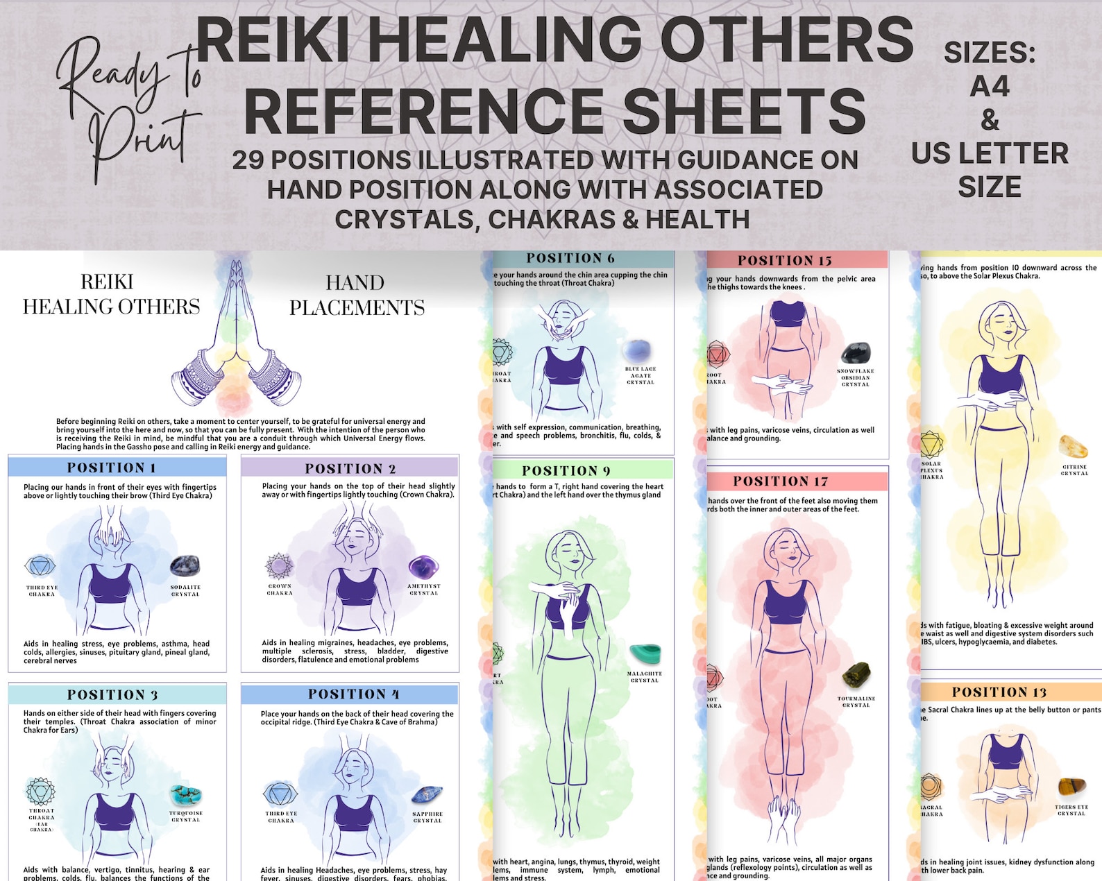 Reiki Healing Hand Positions For Healing Others Usui Reiki Etsy