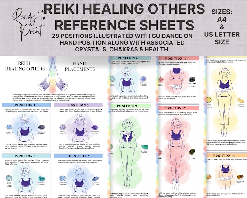 Reiki Healing Hand Positions for Healing Others Usui Reiki - Etsy