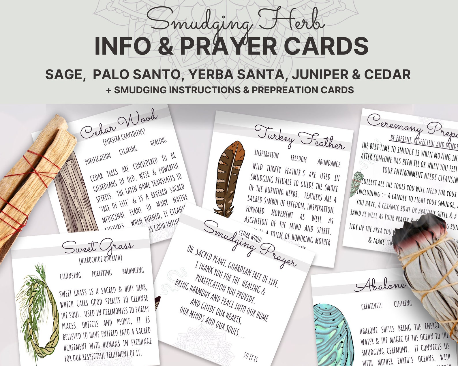 10 Smudging Cards & Smudge Prayer Cards With Smudging - Etsy