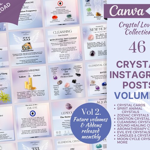 Crystal Social Media Posts Energy Healing Spiritual - Etsy