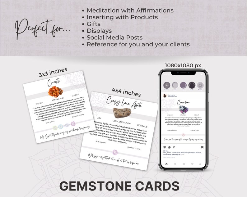 400 Digital Crystal Cards Editable Gemstone Meaning Cards - Etsy UK