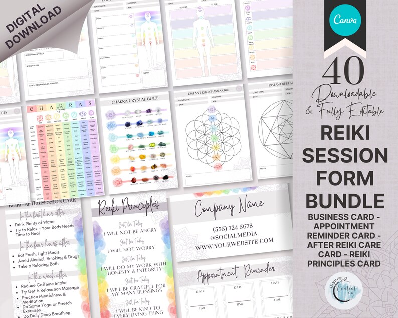 Reiki Session Form Bundle 18 Reiki Session Forms Grids & - Etsy Australia