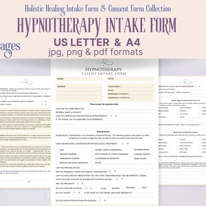 Hypnotherapy Intake Form and Consent Form, Holistic Healing Hypnosis ...