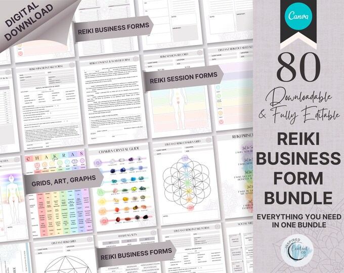 Reiki Business Form Bundle, Reiki Session, Reiki Certificates, Distance ...