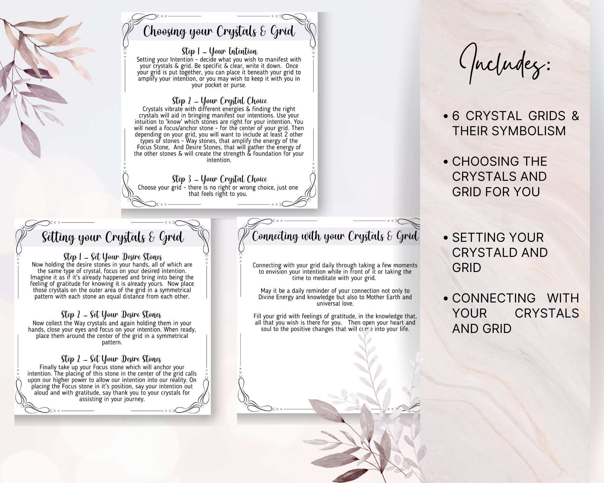 Grid for Crystals Printable Grid Cards Chakra Crystal Grid - Etsy