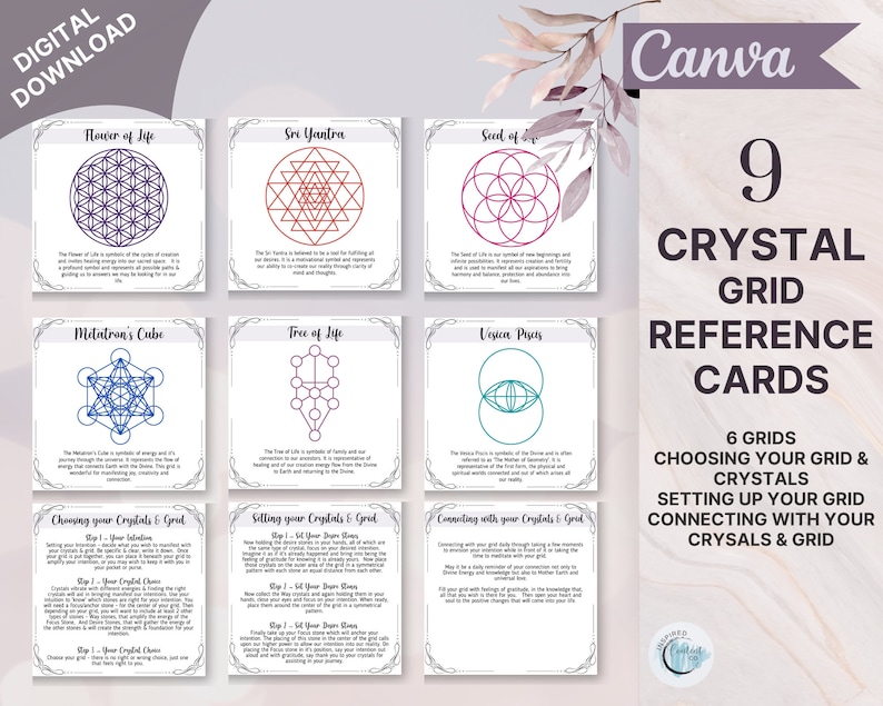 Grid for Crystals Printable Grid Cards Chakra Crystal Grid - Etsy