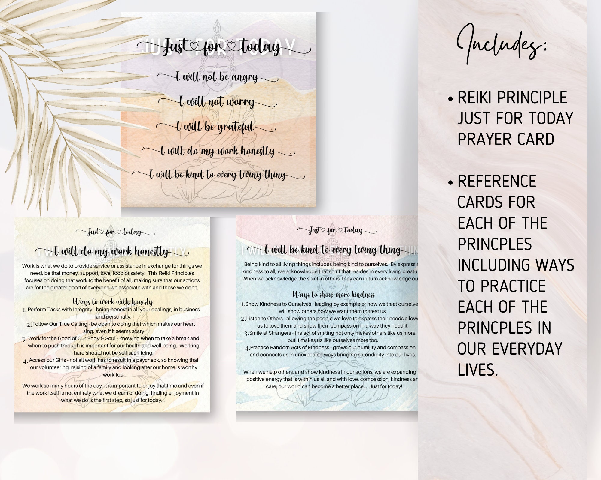 Reiki Principles: Just for Today Printable Reiki Cards Reiki - Etsy