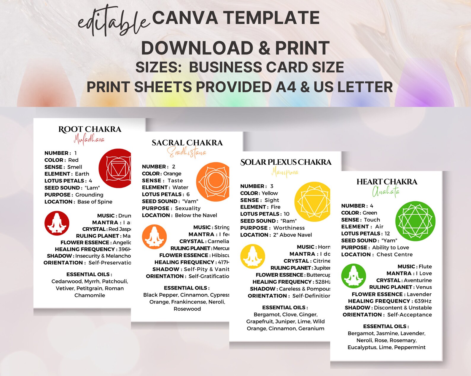7 Chakra Cards: Printable Healing Chakra Information Cards - Etsy