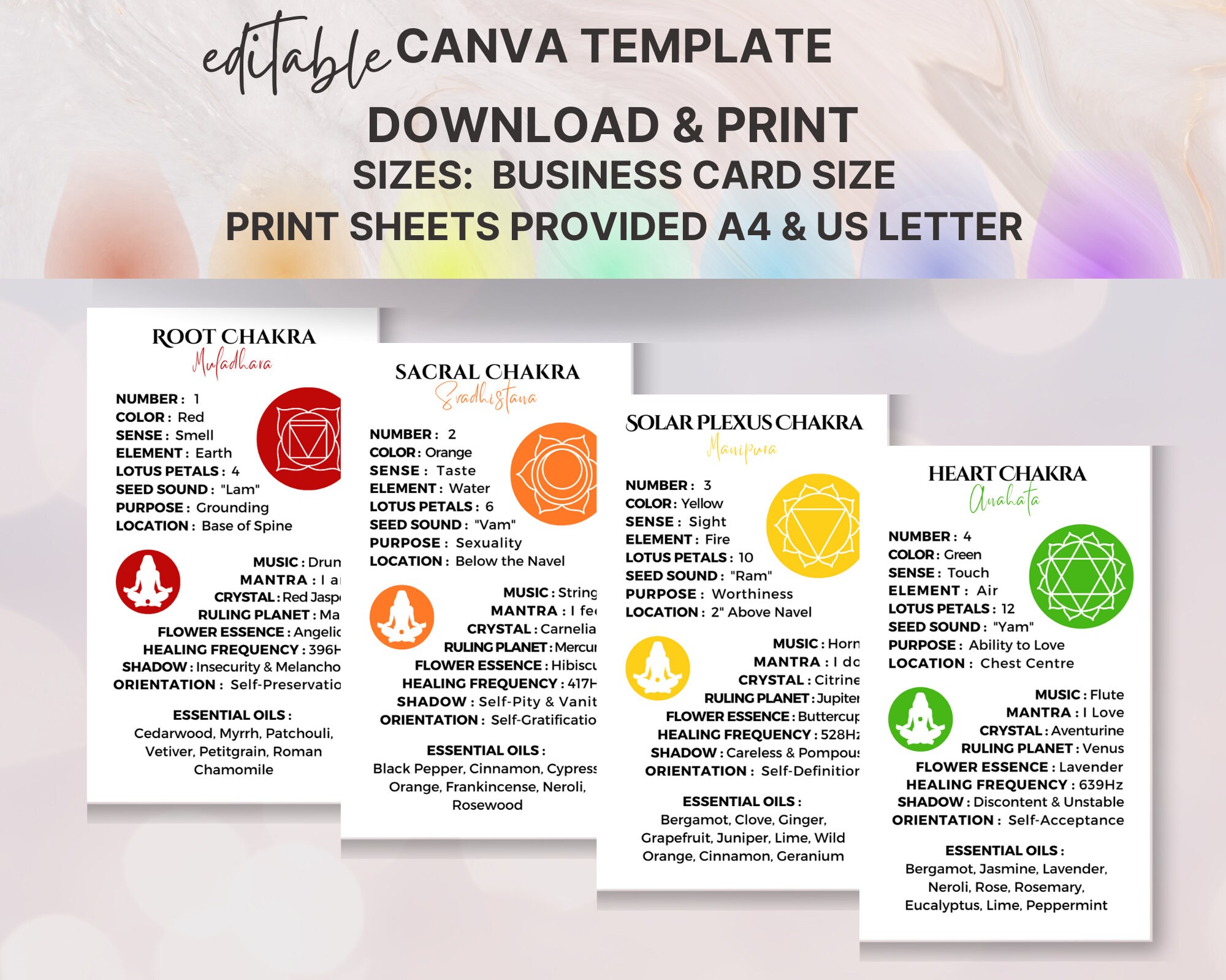 7 Chakra Cards: Printable Healing Chakra Information Cards - Etsy