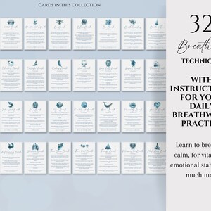 32 Breathing Cards, Mindful Breathwork Calming Techniques, Printable ...
