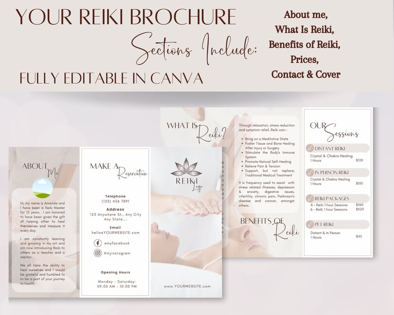 Reiki Marketing Brochure, Reiki Brochure for Your Energy Healing ...