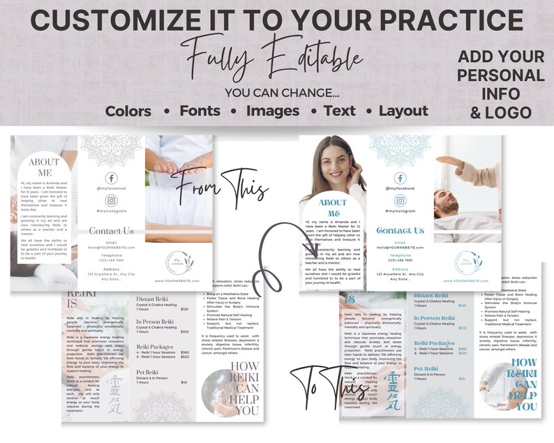 Reiki Brochure Reiki Marketing Canva Brochure for Your Energy - Etsy