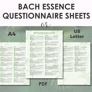Bach Flower Essence Questionnaire Sheet for People & Pets / Animals ...