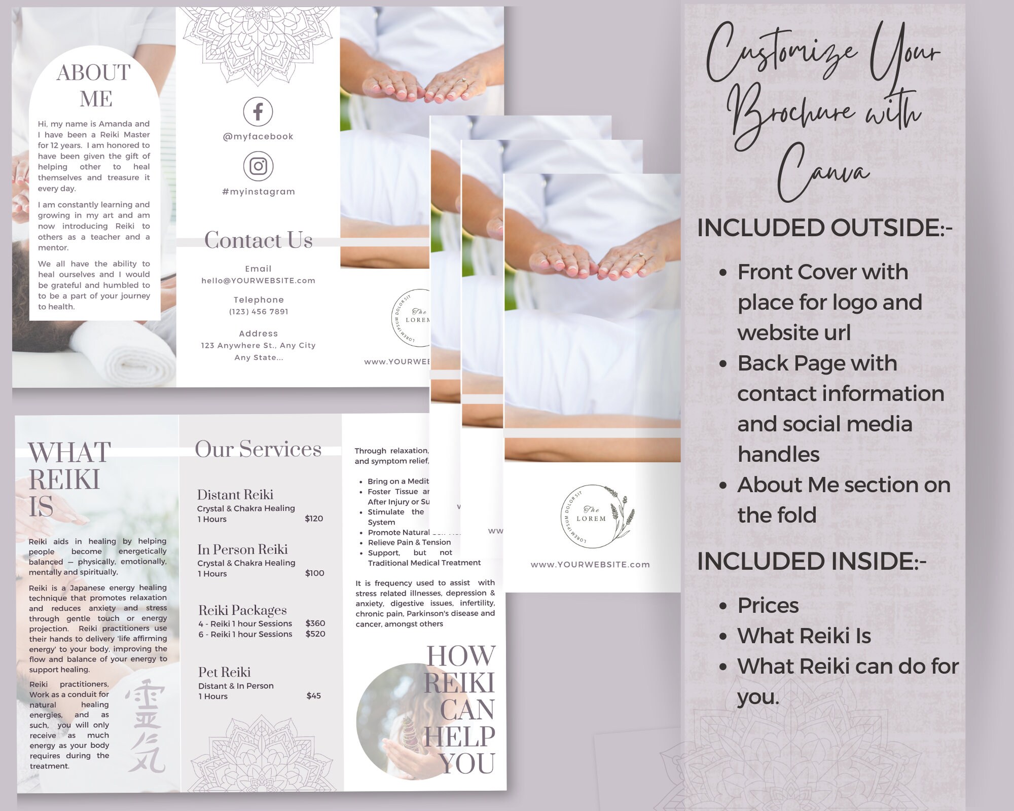 Reiki Brochure Reiki Marketing Canva Brochure for Your Energy - Etsy