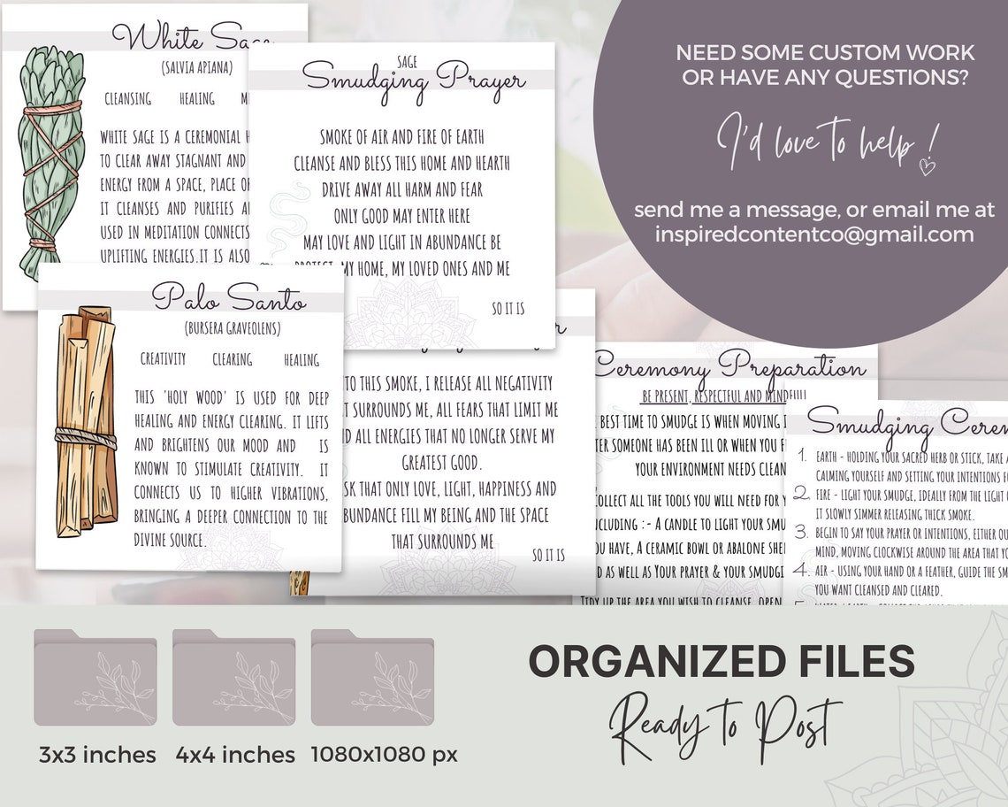 Smudging Cards Smudging Prayer Cards & Smudging Instructions - Etsy