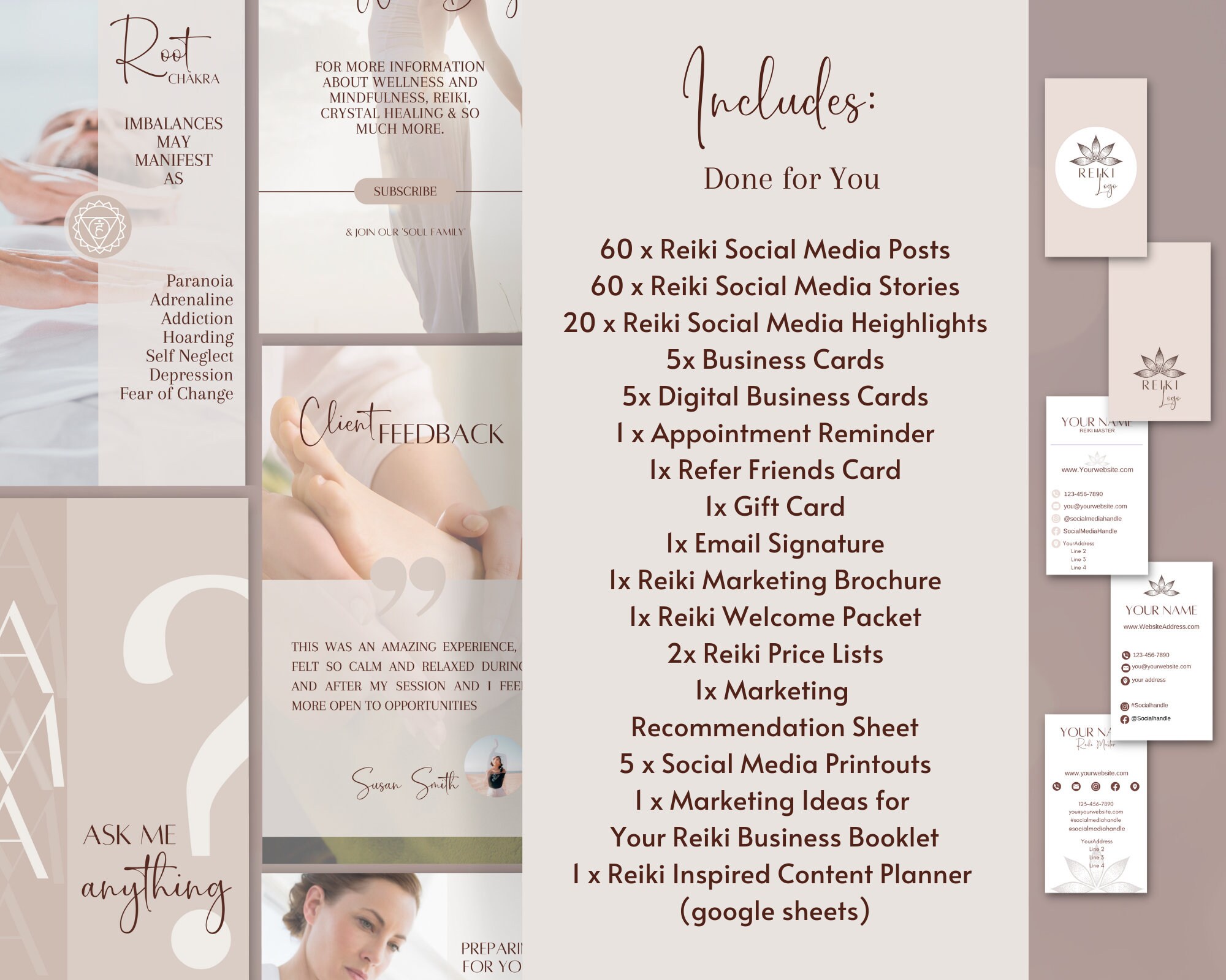 Reiki Social Media Marketing Bundle Canva & Reiki Content Planner ...