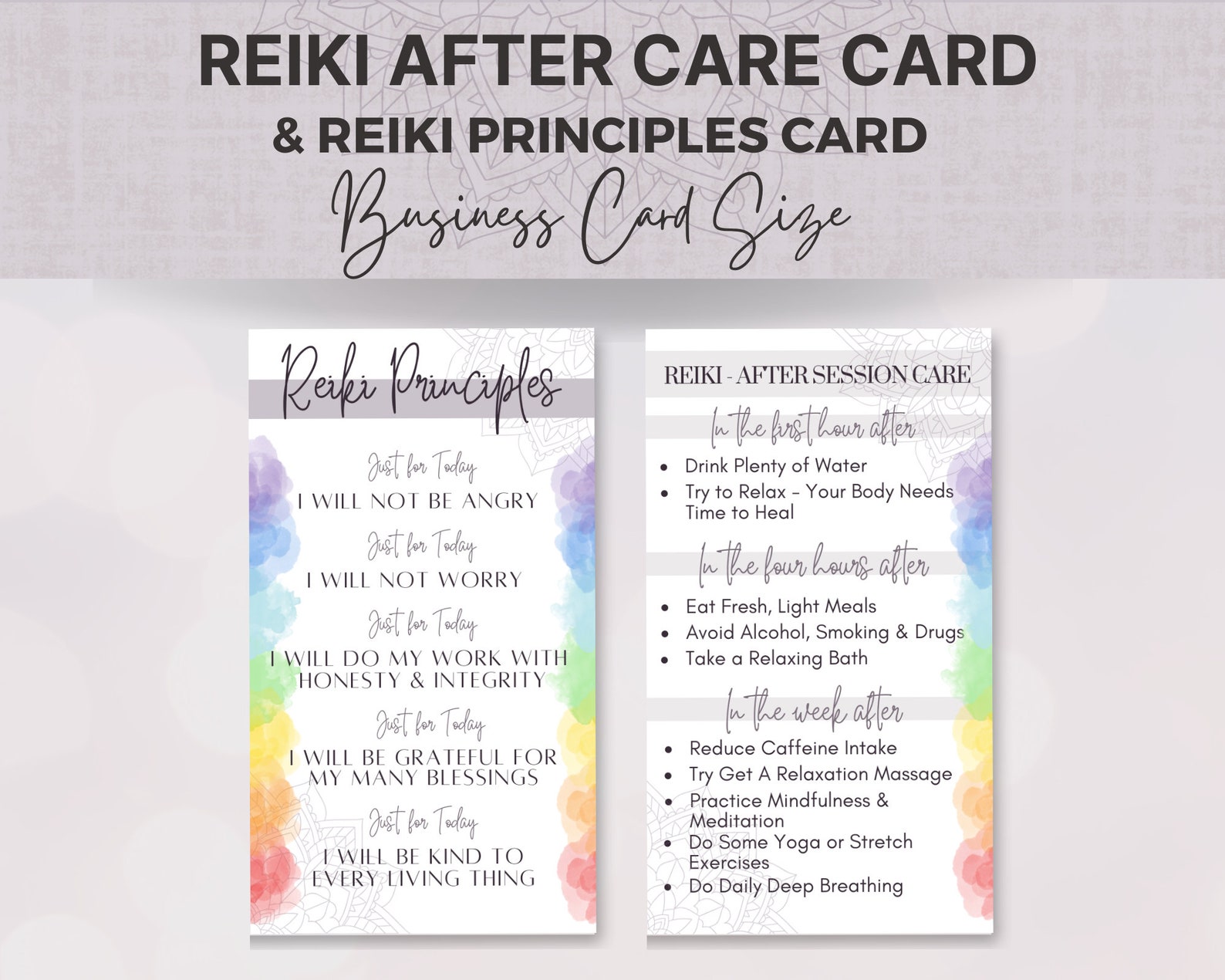 Reiki Principles Card & Reiki Aftercare Card Just for Today - Etsy