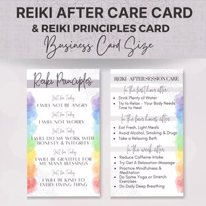 Reiki Principles Card & Reiki Aftercare Card, Just for Today Reiki ...