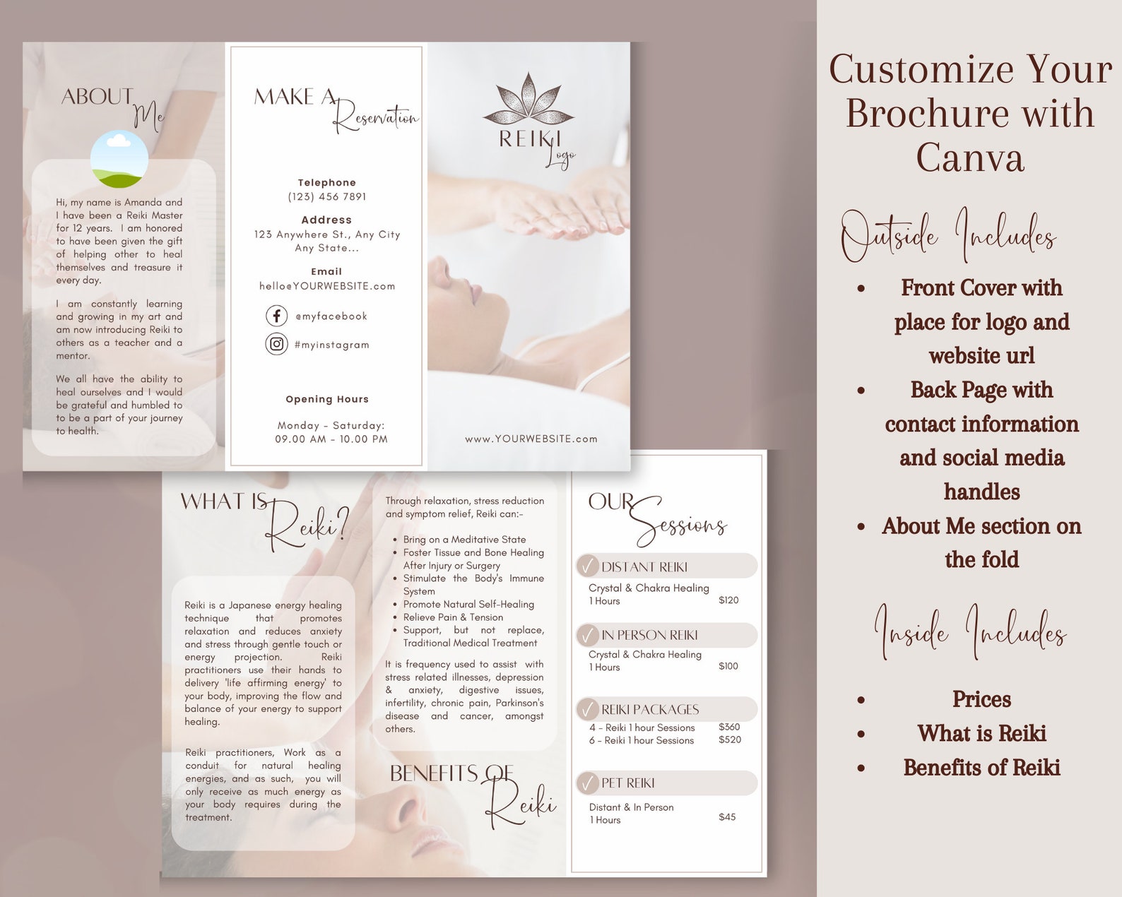 Reiki Marketing Brochure, Reiki Brochure for Your Energy Healing ...