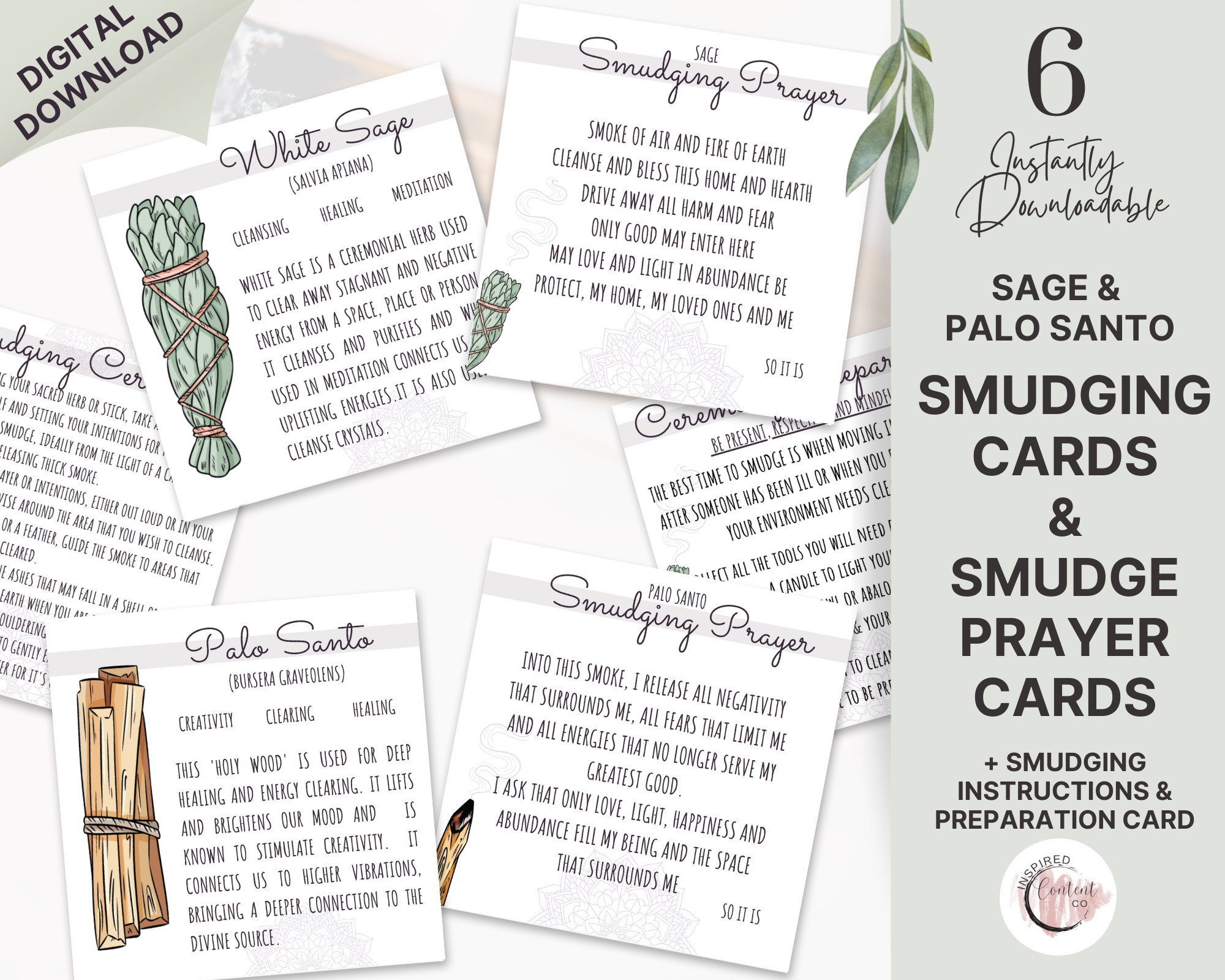 Smudging Cards Smudging Prayer Cards & Smudging Instructions - Etsy Canada