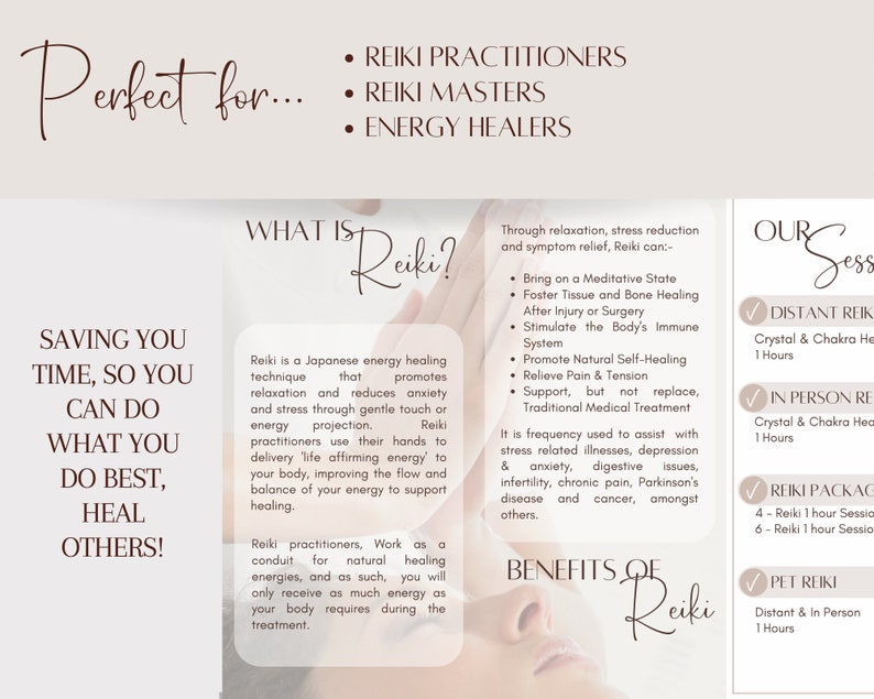 Reiki Marketing Brochure Reiki Brochure for Your Energy - Etsy