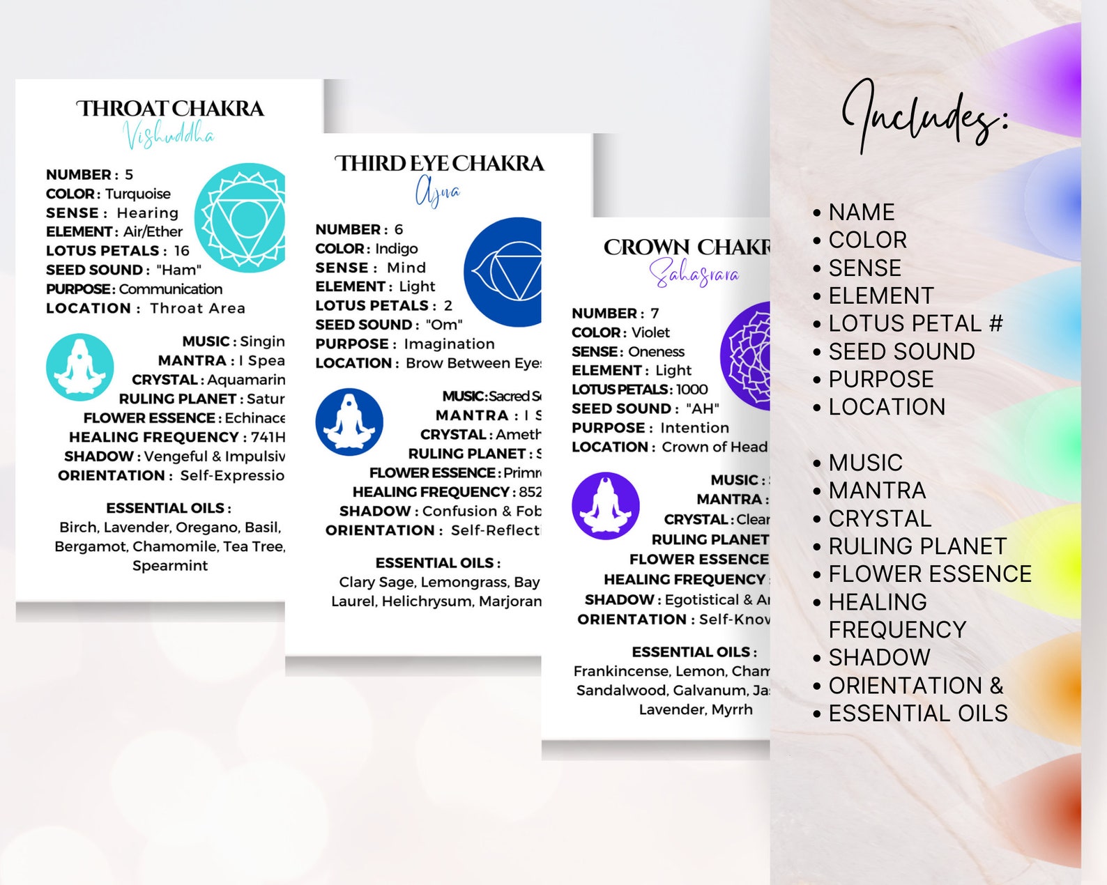 7 Chakra Cards: Printable Healing Chakra Information Cards - Etsy