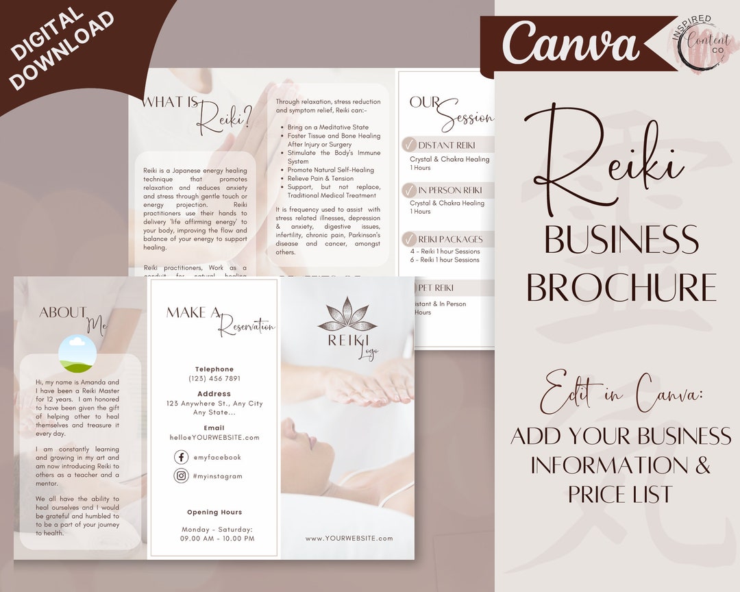 Reiki Marketing Brochure, Reiki Brochure for Your Energy Healing ...