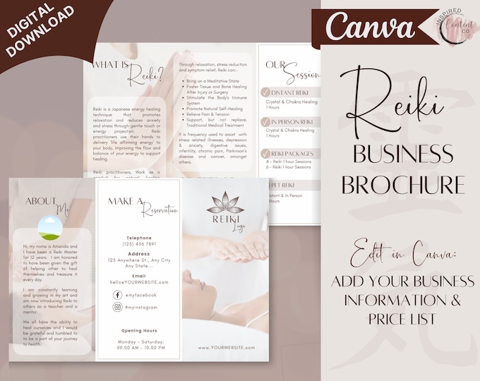Reiki Marketing Brochure, Reiki Brochure for Your Energy Healing ...