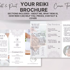 Reiki Brochure, Reiki Marketing Canva Brochure for Your Energy Healing ...