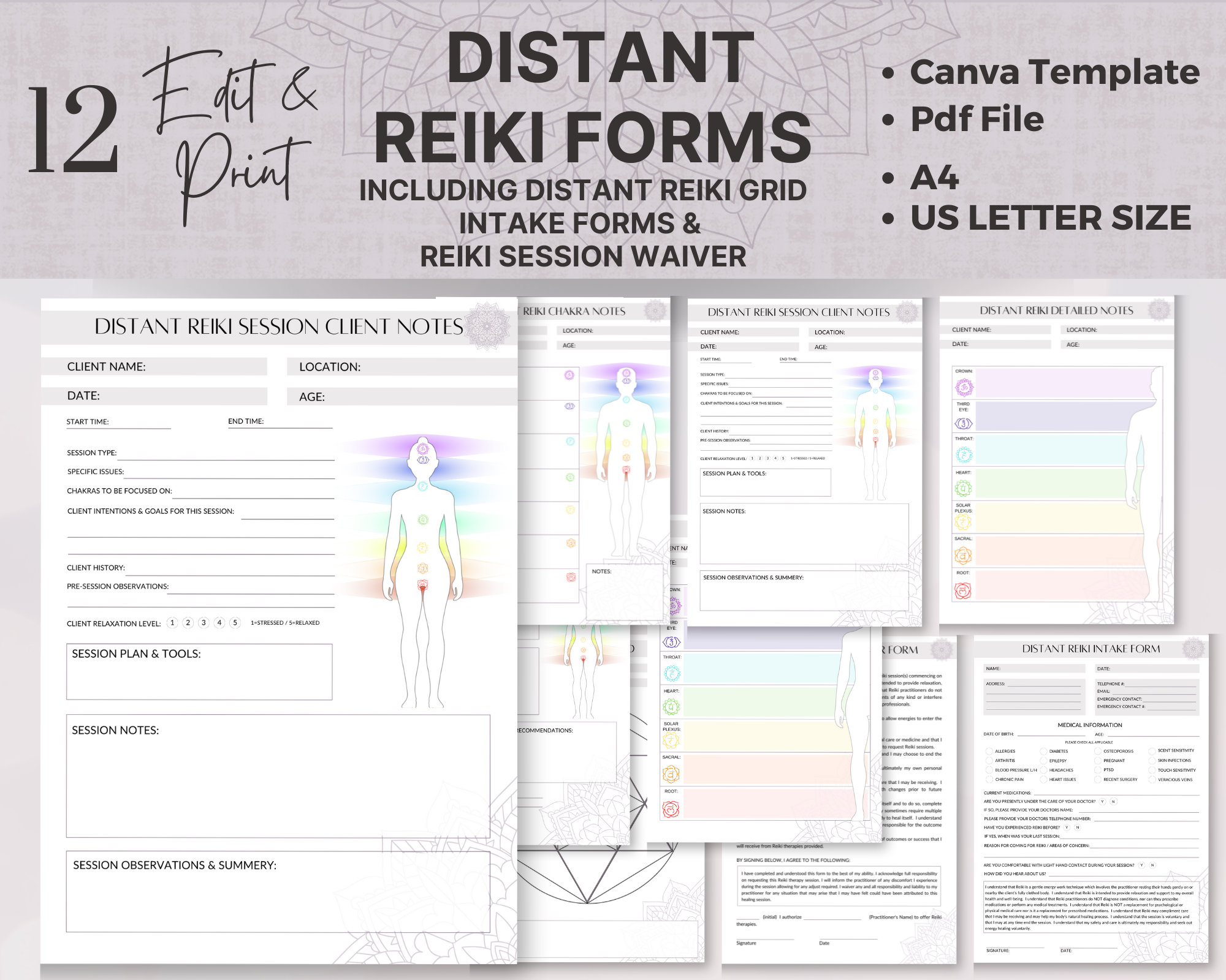 Distant Reiki Forms Reiki Session Forms for Distance Healing - Etsy