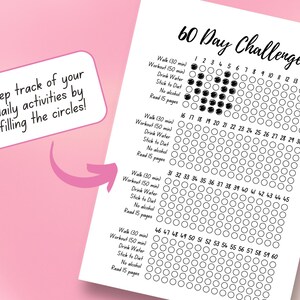 Printable 60 Day Challenge Tracker, Monthly Log Game, Fun Habit, Adult ...