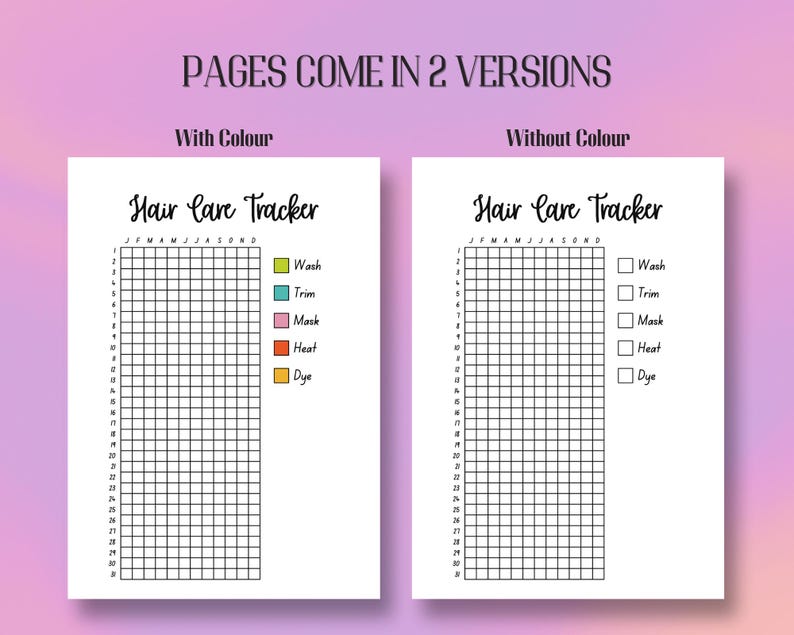 Printable Hair Care Tracker, Monthly Log, Beauty Routine Tracking, Self ...