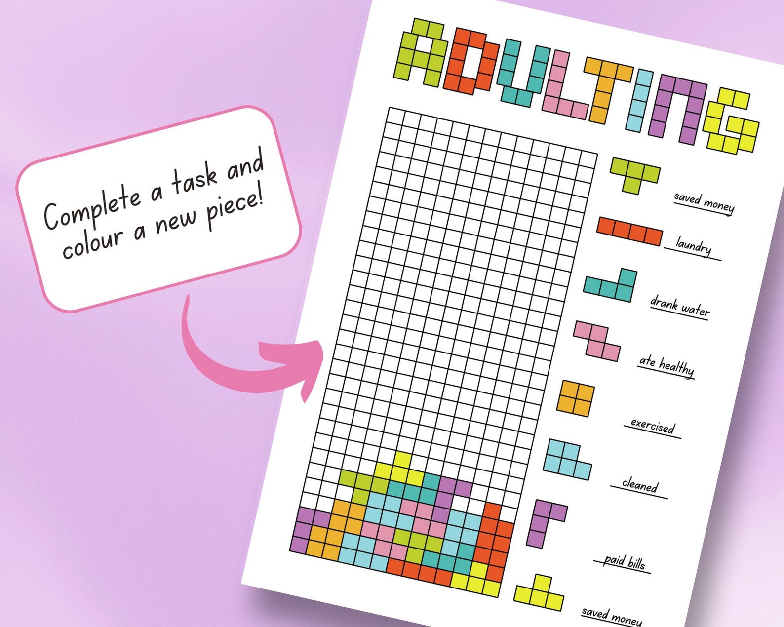 Printable Adulting Tracker, Monthly Log Game, Fun Habit, Adult Task ...