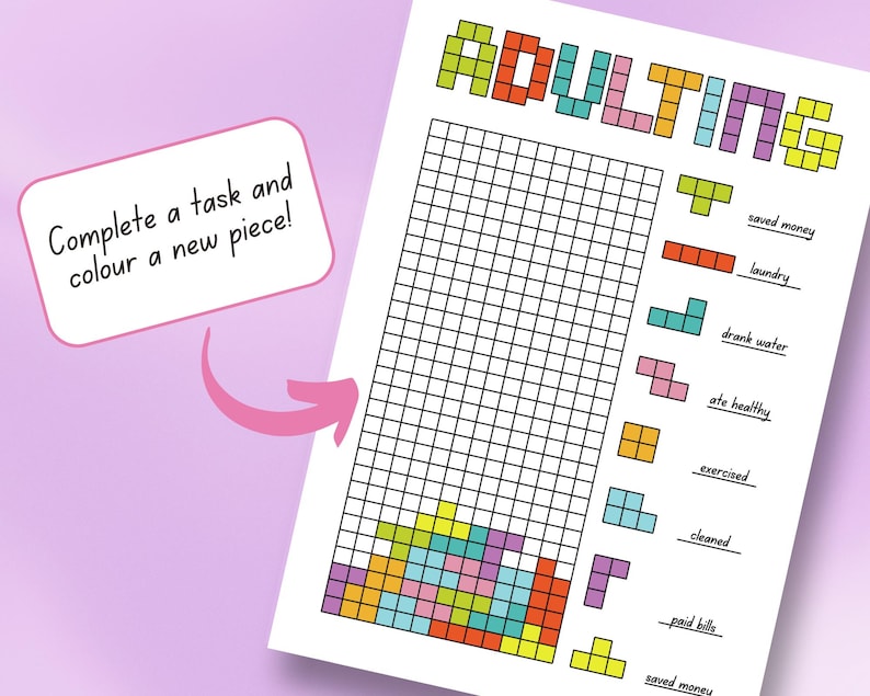 Printable Adulting Tracker, Monthly Log Game, Fun Habit, Adult Task ...