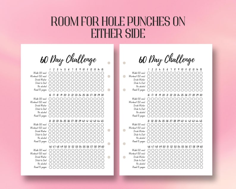 Printable 60 Day Challenge Tracker, Monthly Log Game, Fun Habit, Adult ...