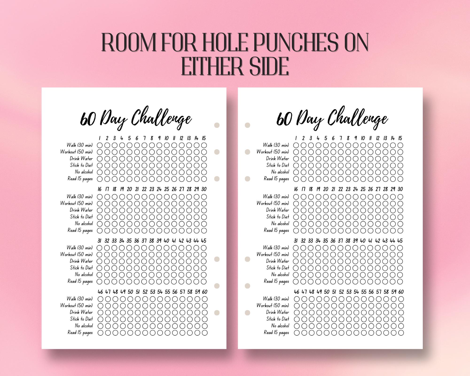 Printable 60 Day Challenge Tracker, Monthly Log Game, Fun Habit, Adult ...