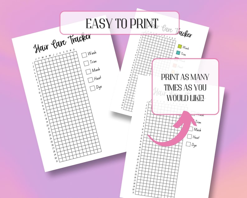 Printable Hair Care Tracker, Monthly Log, Beauty Routine Tracking, Self ...