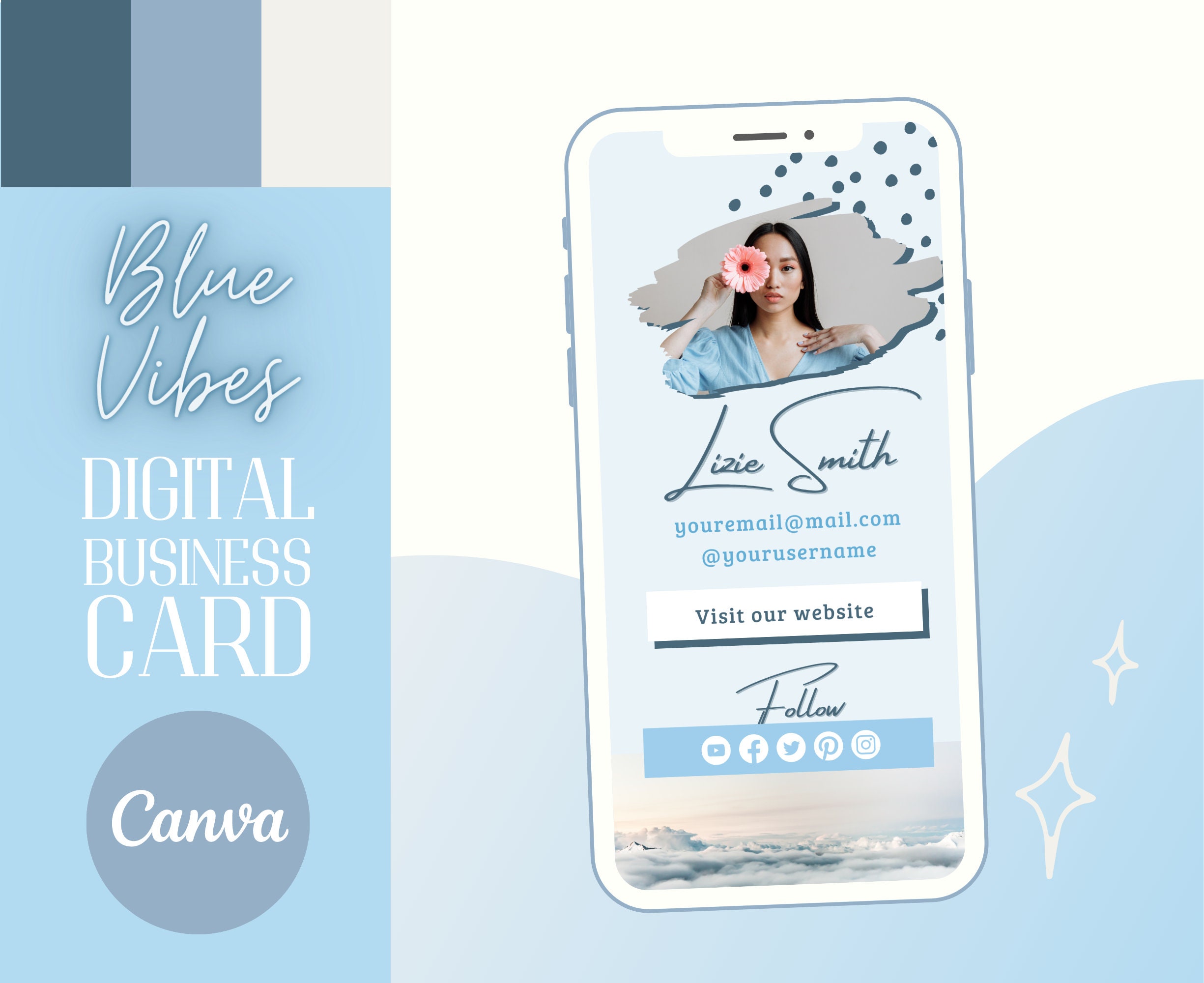 Blue Digital Business Card Business Card Design Colorful Business Card ...