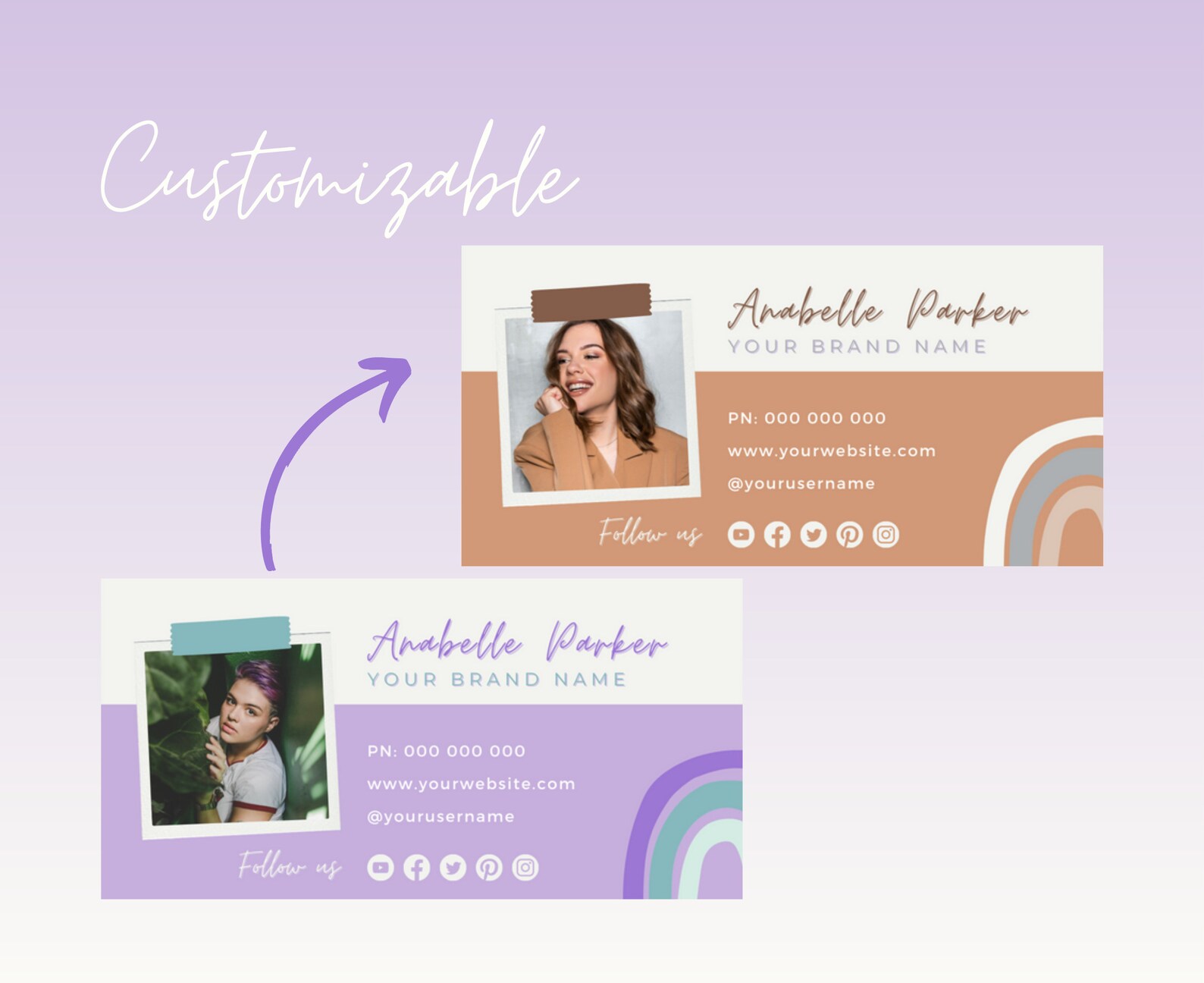 Email Signature Template Canva | Lilac Branding Business Email ...
