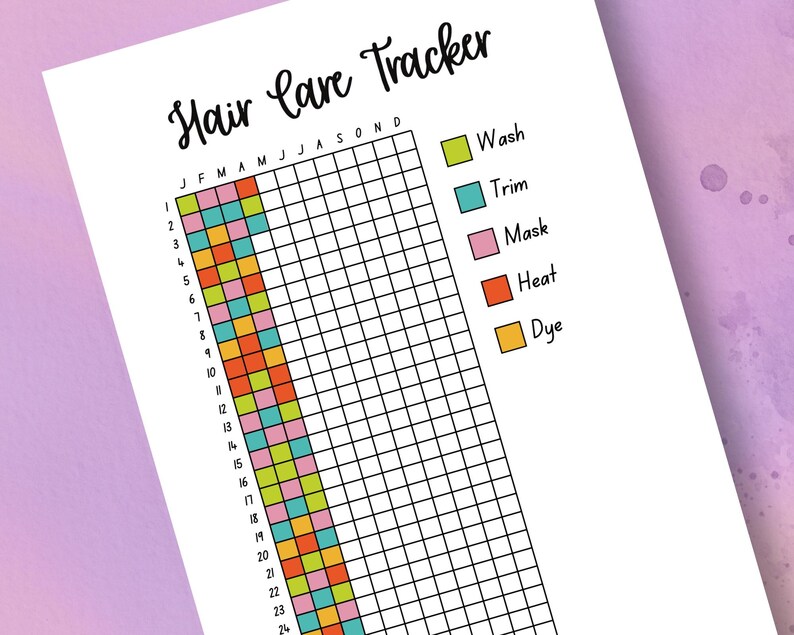 Printable Hair Care Tracker, Monthly Log, Beauty Routine Tracking, Self ...