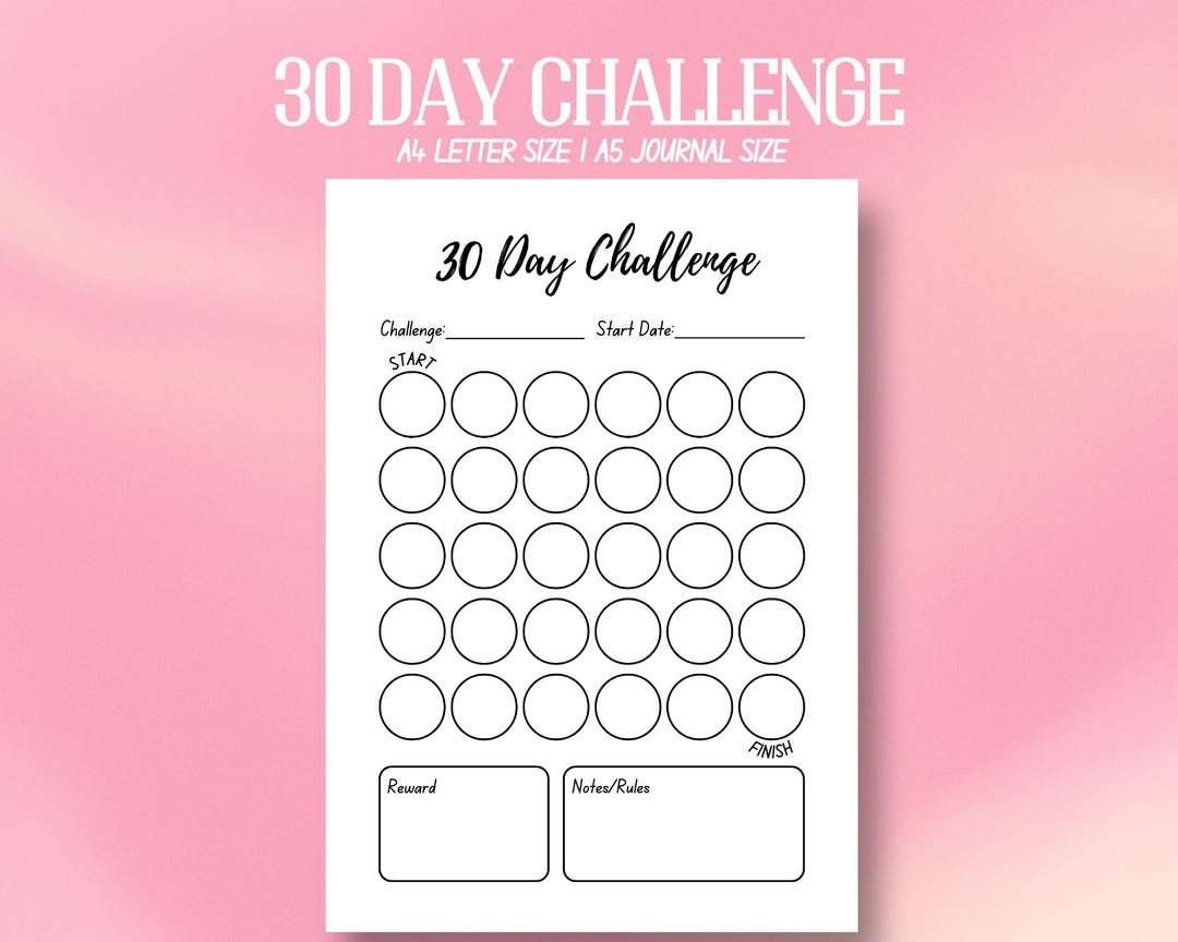Printable 30 Day Challenge Tracker, Monthly Log Game, Fun Habit, Adult ...