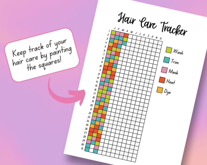 Printable Hair Care Tracker, Monthly Log, Beauty Routine Tracking, Self ...