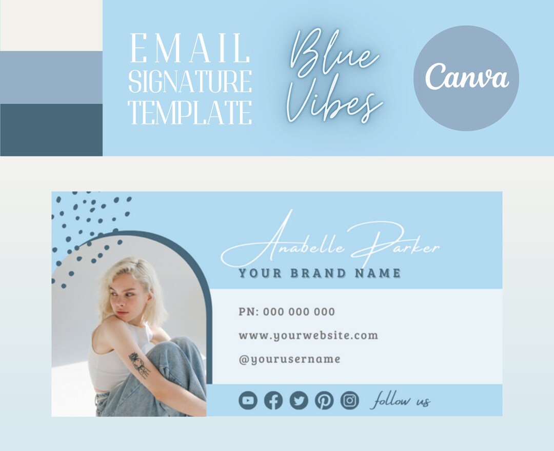 Email Signature Template Canva | Blue Branding Business Email Signature ...