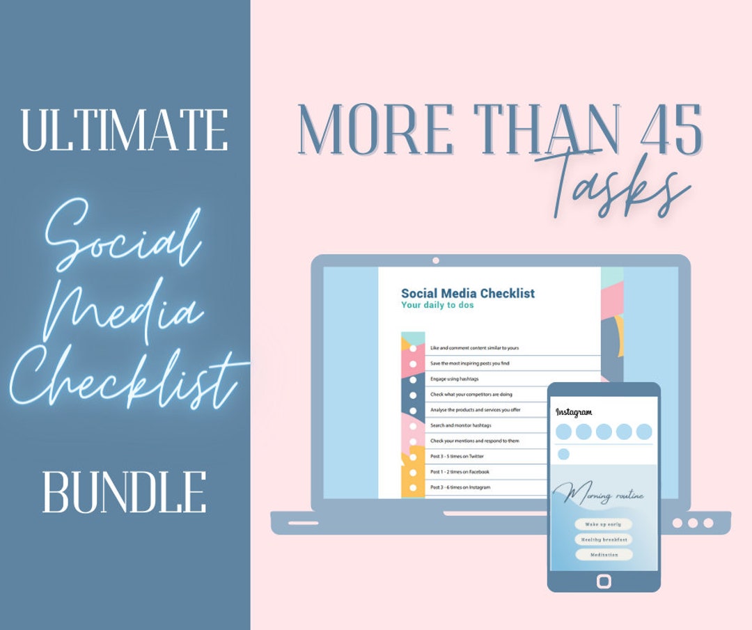 Social Media Check List, Digital Social Media Planner Kit, Instagram ...