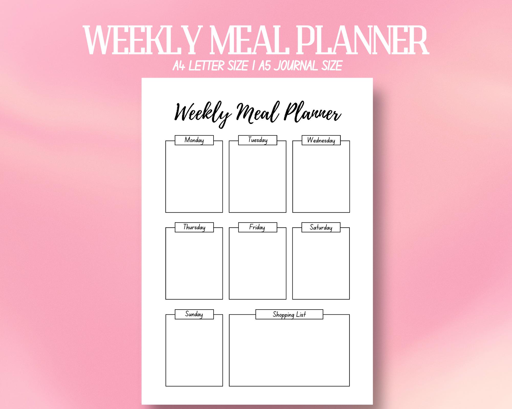 Printable Weekly Meal Planner, 7 Day Menu Plan, Food Planner, Health ...