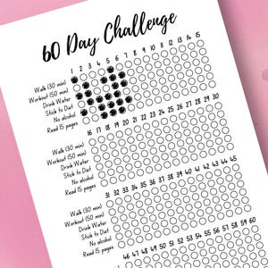 Printable 60 Day Challenge Tracker, Monthly Log Game, Fun Habit, Adult ...